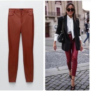 Zara | Pants & Jumpsuits | Bloggers Fave Zara Highwaisted Red Faux ...